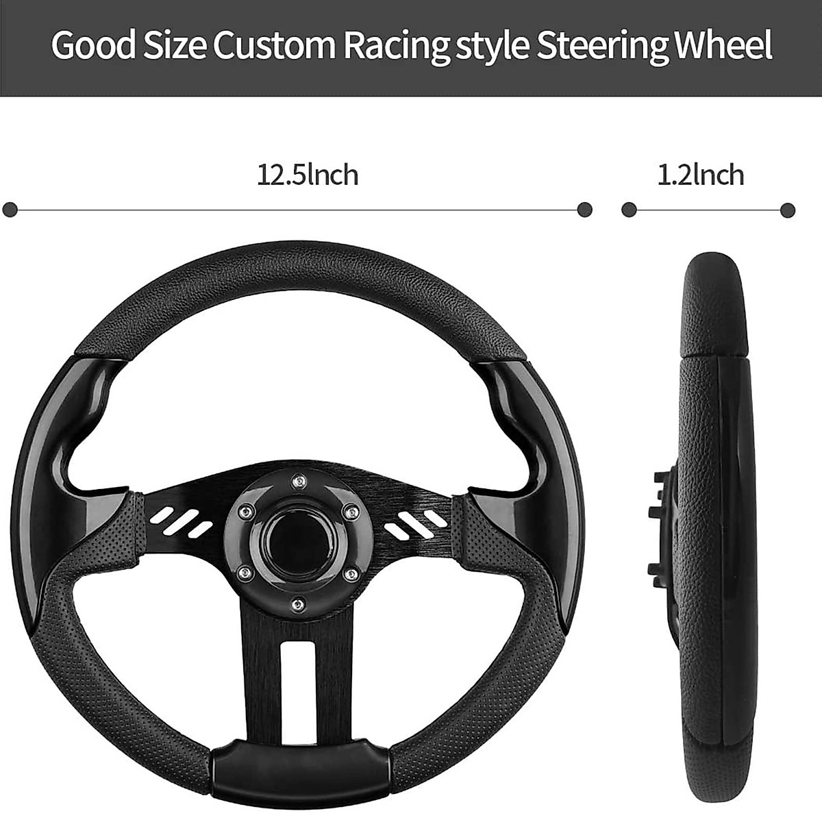 EZGO Steering Wheel Fit Club Car EZGO Yamaha Universal Golf Cart Steering Wheel Club Car DS and Precedent (Black Steering Wheel)