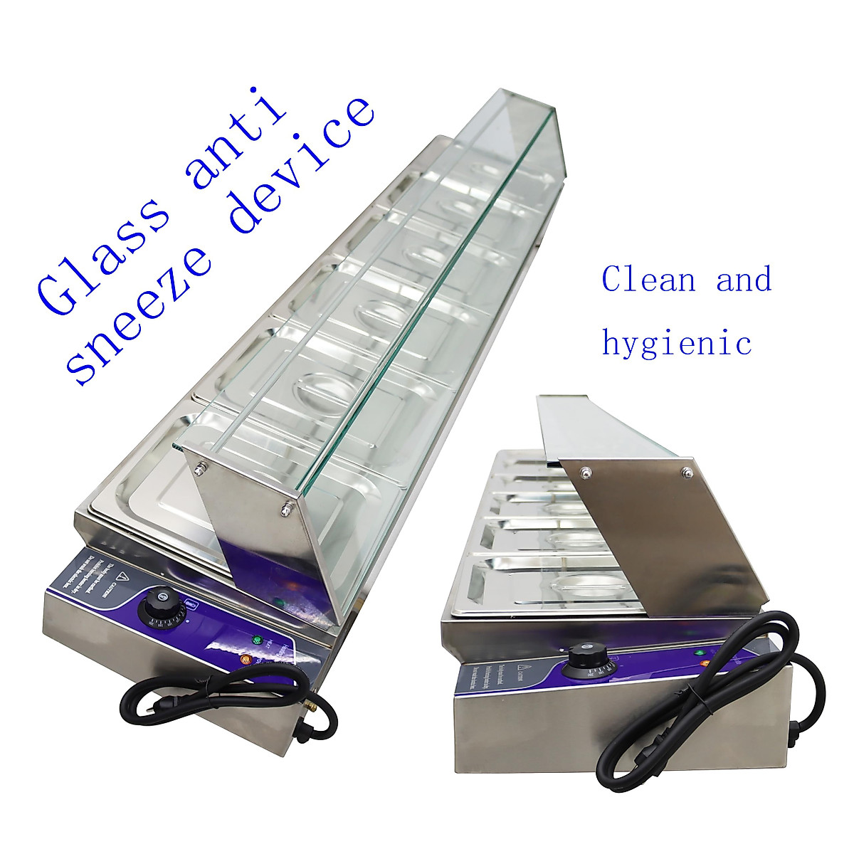 TECHTONGDA 6-Pan Bain-Marie Buffet Food Warmer Electric Steam Heater Stainless Steel Parties Catering Restaurants 1500W