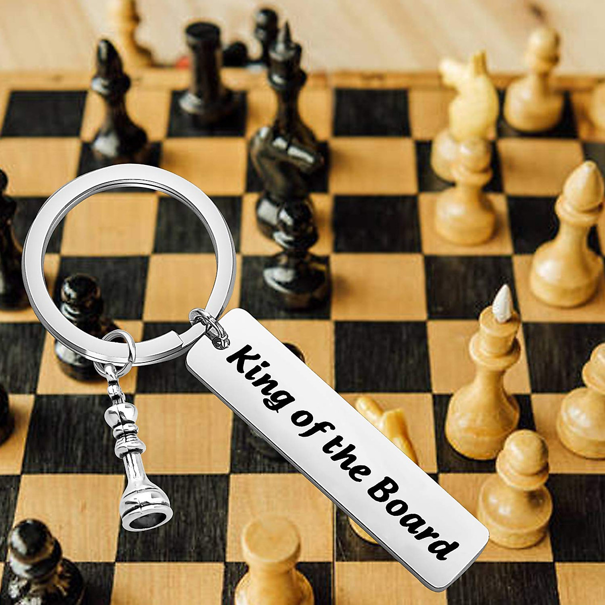 POTIY Chess Gift King of The Board Game Keychain Chess Keychain for Chess Player Chess Lover Chess Master (King)