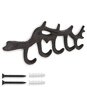 GASARÉ, Key Holder for Wall Mount, Cast Iron Key Hook, Key Rack, Tree Branch Design, Screws and Anchors, Large Size of 13¼ x 4 Inches, Brown, 1 Unit
