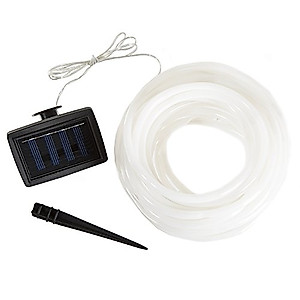 Pure Garden Solar Powered LED Rope Lights – 32 FT Strand with 100 White Bulbs, Steady or Twinkle Mode – Outdoor Patio, Landscape, and Garden Décor