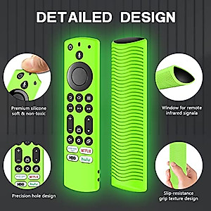 [2Pack] NS-RCFNA-21 Remote Cover for Toshiba and Insignia CT-RC1US-21 CT95018 FireTV Alexa Voice Control, Silicone Remote Case for TV Omni Series and 4-Series 4K UHD Smart TV Remote Glow in Dark