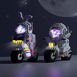 Astronaut Building Set Micro Building Blocks Model with LED Light, STEM Building Toy Gifts for Adult, DIY Bricks Toys 1566pcs