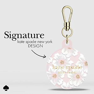 kate spade new york AirTag Holder with Gold Ring Clip - Protective Case for Apple AirTag - Hollyhock Cream
