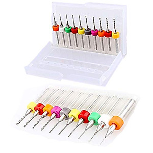 KEWAYO 10 Pcs 0.3mm-1.2mm Drill Bit Set Carbide Micro CNC Twist Bits, PCB Drill Bit Set, Mini Drill Bit 1/8" Shank for Print Circuit Board, Amber, Beeswax, Rough Stone, Dremel, Jewelry