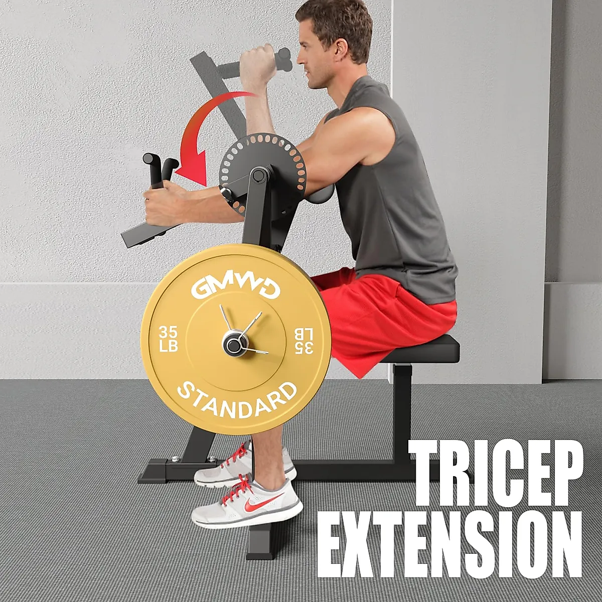 GMWD Bicep Tricep Curl Machine, 250LBS Plate Loaded Bicep Curls and Tricep Extension Machine, 2 in 1 Exercise Equipment for Home Gym Workout Station, Black