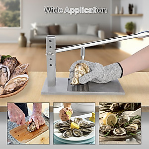 Oyster Shucker Tool Oyster Clam Opener Machine with 5 Adjustable Height, Stainless Steel Shucker Machine Tool Set Including Knife, Glove & G-Clip for Hotel Buffet and Home