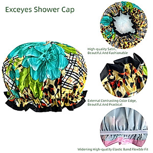 4 Pcs Double Layers Reusable Extra Large Shower Caps Waterproof, Elastic Satin Shower Cap For Women, Hair Bath Cap Bathing Shower Hat XL