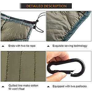 Ultralight Hammock Underquilt for Camping Backpacking, AYAMAYA 3 Season Under Quilt UQ for Single Person Hammock Warm Under Blanket Sleeping Bag Bottom Insulation - Hammock Camping Essential Gears