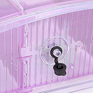 Fish Tank, Adjustable Light Isolation Acrylic Small Aquarium, with LED Light for Small Fishes for Betta with Water Change Valve(Purple)