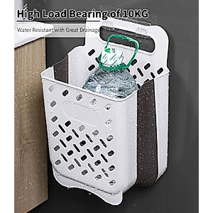 Pansyling Plastic Foldable Laundry Basket with Handle, 42L Wall Mounted Laundry Hamper Freestanding Dirty Clothes Hamper, Collapsible Laundry Baskets Pop Up Hamper Storage Container for Snacks Dolls