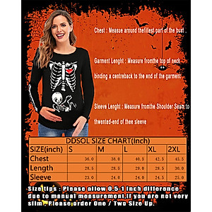 Women's Halloween Skeleton Baby Boy Maternity Shirt Skeleton Long Sleeve Pregnant Outfits Tops L