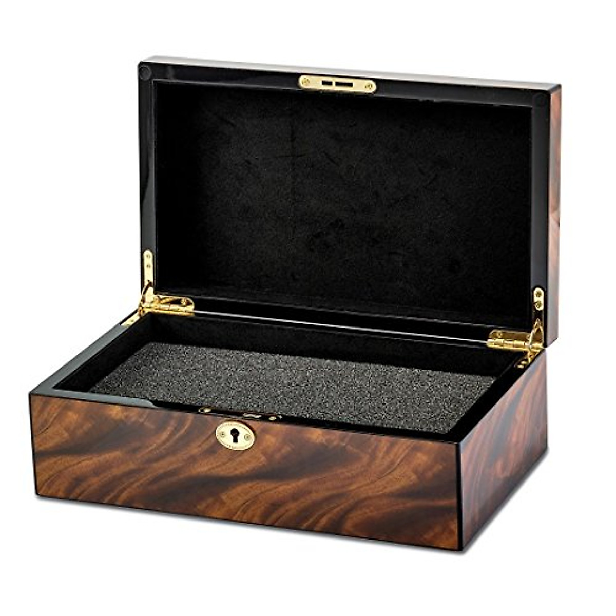 Saris and Things Tiger Wood Veneer High Gloss Finish Multi Use Locking Collector Box