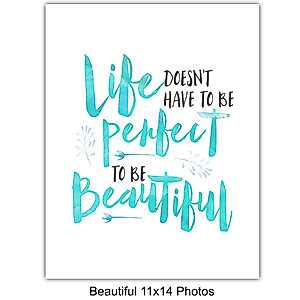 Blue Inspirational Motivational Quotes Wall Art - Inspiring Art Posters 11x14- Encouraging Self Improvement Positive Affirmations Sayings Wall Decor - Uplifting Encouragement Gifts for Empowered Women