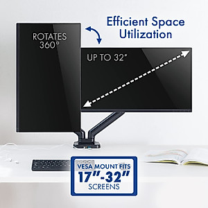 Stellar Mounts Dual Spring LCD Monitor Arms with USB and Multimedia Ports for: AOC CQ27G2 27" Super Curved Frameless Gaming Monitor QHD 2K, 1500R Curved VA, 1ms, 144Hz, FreeSync