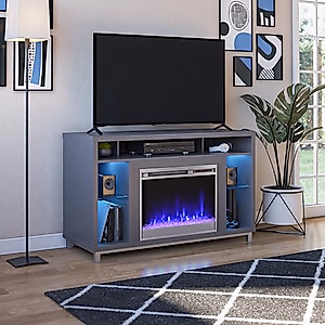 Ameriwood Home Lumina Fireplace TV Stand for TVs up to 48", Graphite Gray