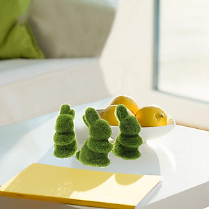 NUOBESTY 6 Pcs Easter Bunny Artificial Grass Turf Bunny Garden Statue Easter Party Ornament Easter Moss Bunny Statue Imitated Desk Decoration Flocking Rabbit Figurines Animal Glass Table