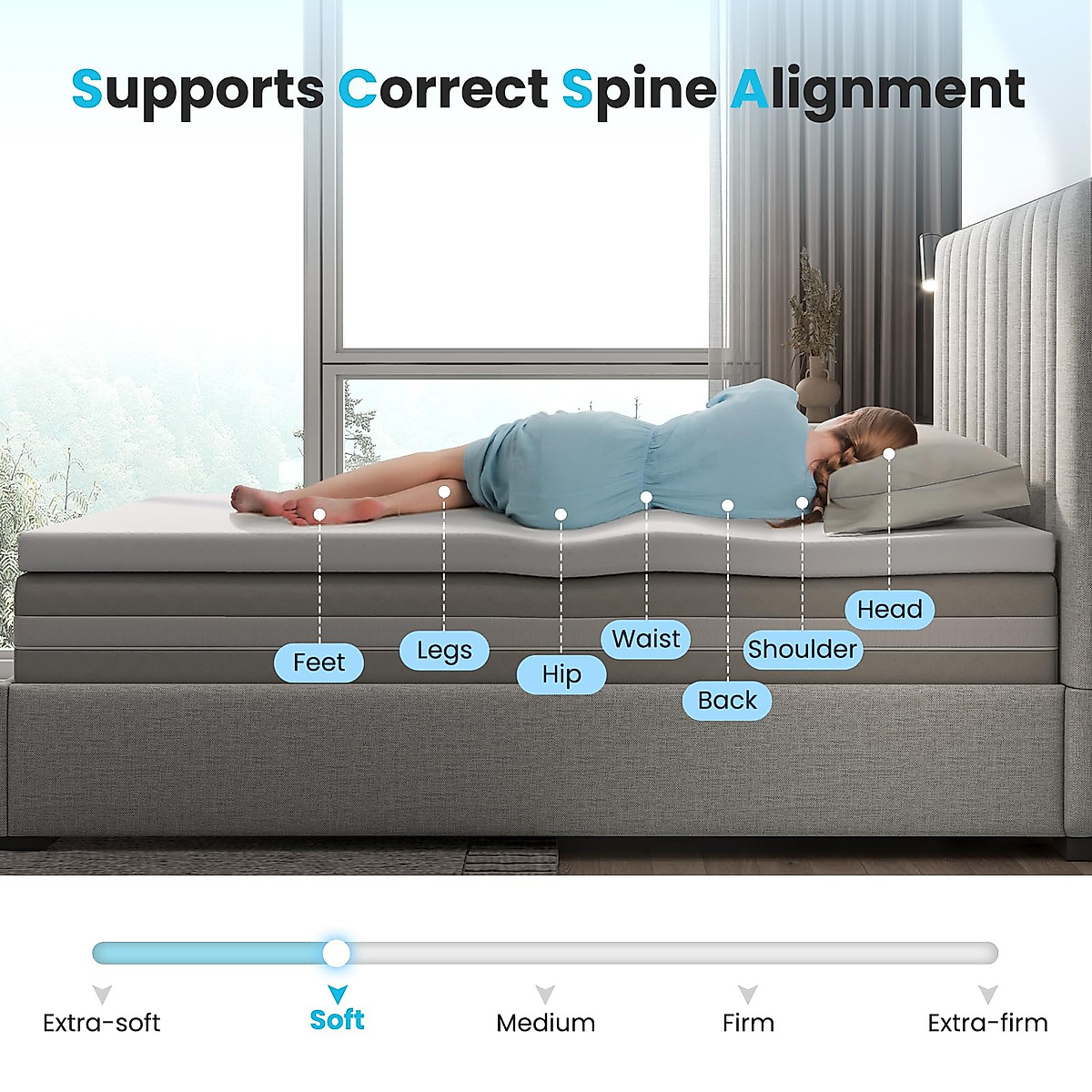 KOMFOTT 4 Inch King Gel Memory Foam Mattress Topper, Ventilated Ultra Soft Cooling Gel Mattress Pad with CertiPUR-US Certification, Pressure Relief Bed Topper for Back Pain