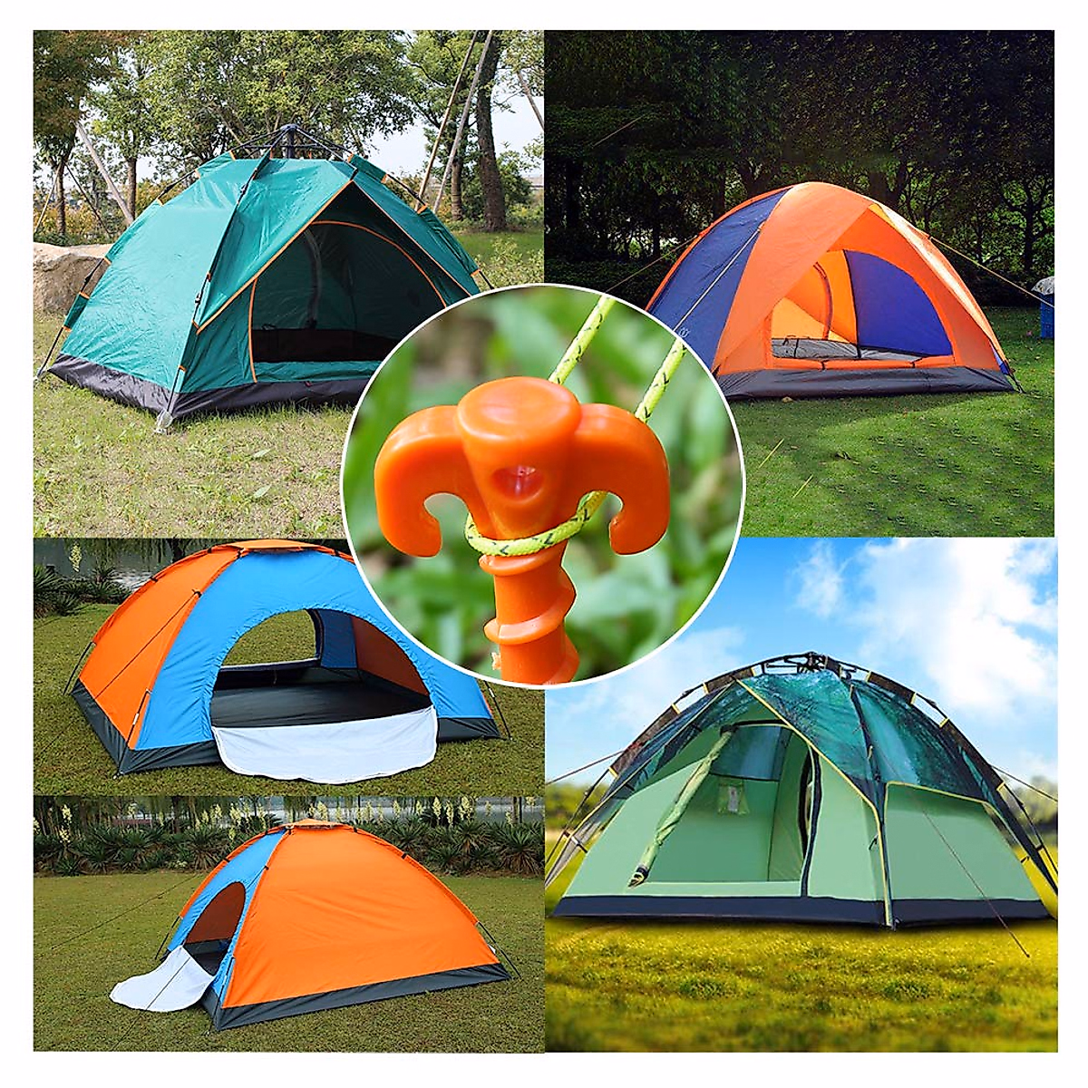 Lvgowyd 4/8/10 Pack Outdoor Tent Stakes, Canopy Stakes, Camping Stakes, Beach Tent Stakes Heavy Duty Screw Shape -7.9/10inch (10 inch +10 Pack +Orange)