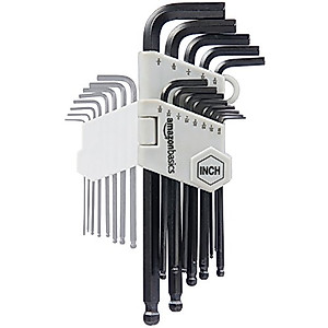 Amazon Basics Hex Key Allen Wrench Set with Ball End - Set of 26