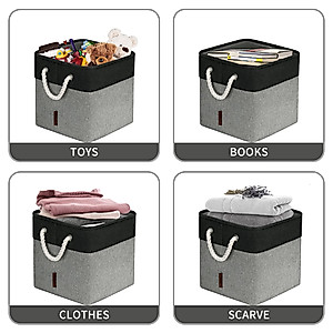 KITCSTI Storage Basket for Organizing, Large Fabric Foldable Organizer Bins with Handle for Shelves Toys Closet Clothes and Sundries, Cube