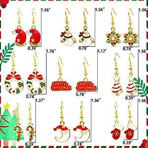 20 Pairs Christmas Earrings for Women Christmas Drop Dangle Earrings Set Christmas Tree Holiday Earrings Hook Earrings Party Jewelry Christmas Gifts