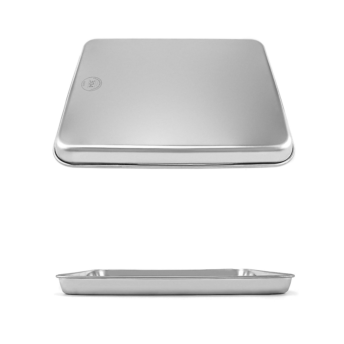 QWORK Stainless Steel Surgical Tray, for Medical Instruments, Tattoo, Surgical Supplies, 12 3/16 x 9 7/16 x 1, 4 Pack