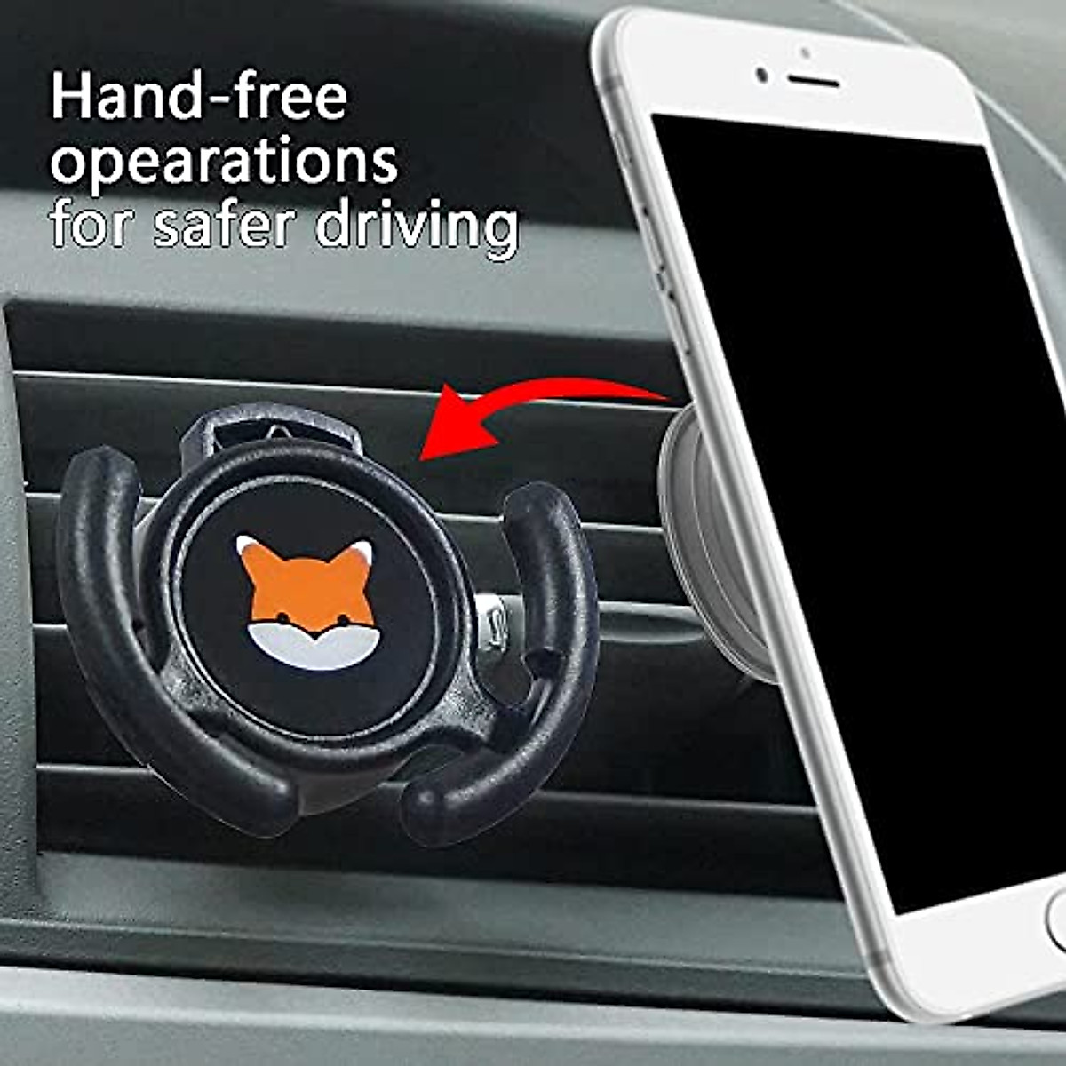 HOMEFOX Holder Car Mount Compatible for Popsocket Collapsible Grips- 2 Pack Mount for Car Vent, Socket Car Holder for iPhone with Secure Vent Clip for Horizontal Air Vent ONLY, Black