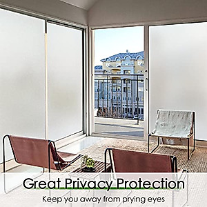 Homein Privacy Window Film, Frosted Glass Window Film for Bathroom, Non-Adhesive Static Cling Window Film Sun Blocking Reusable Decorative Door Covering for Home Office, 17.5" x 78.7"