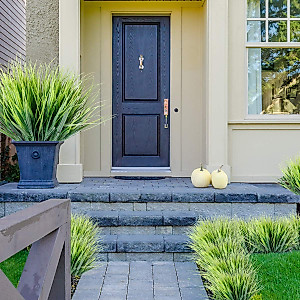 ZEOSTARO Artificial Grasses 12 Bundles Outdoor UV Resistant Fake Grass No Fade Faux Plastic Plants Garden Window Box Decorating(Green Grass)