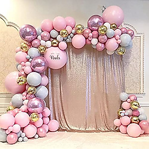 RUBFAC 87pcs Pastel Pink Balloons Different Sizes 18 12 10 5 Inches for Garland Arch, Premium Pink Latex Balloons for Girl Birthday Party Wedding Baby Shower Bridal Shower Decorations