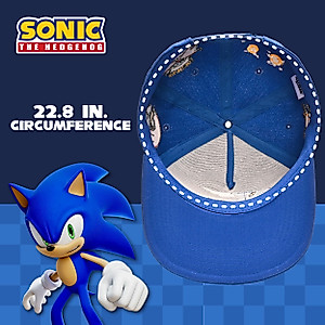 Sonic The Hedgehog Baseball Cap, Adult Adjustable Snapback Baseball Hat with Flat Brim, Allover Royal, One Size