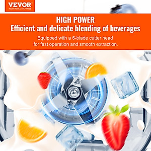 VEVOR Professional Blender, Commercial Countertop Blenders, 68 oz Jar Blender Combo, Stainless Steel 3 Functions Blender, for Frozen Drinks, Shakes, Smoothies, Peree, and Crush Ice, Black