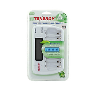 Tenergy TN162 8-Bay Smart LCD Battery Charger for Rechargeable AA/AAA NiMH/NiCd Batteries