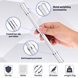 2 Pieces Spinning Pen Rolling Finger Rotating Pen Gaming Trick Pen Mod with Tutorial No Pen Refill Stress Releasing Brain Training Toys for Kids Adults Student Office Supplies (White and Silver)