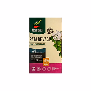 Hanan Peruvian Secrets Cow's foot (Pata de Vaca) Tea | 100% All-Natural Bauhinia forficata from Peru traditionally used to promote overall health and well-being | 25 Tea Bags