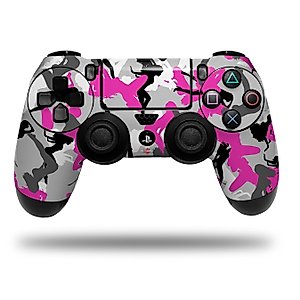WraptorSkinz Skin Compatible with Sony PS4 Dualshock Controller PlayStation 4 Original Slim and Pro Sexy Girl Silhouette Camo Hot Pink Fuschia (Controller NOT Included)