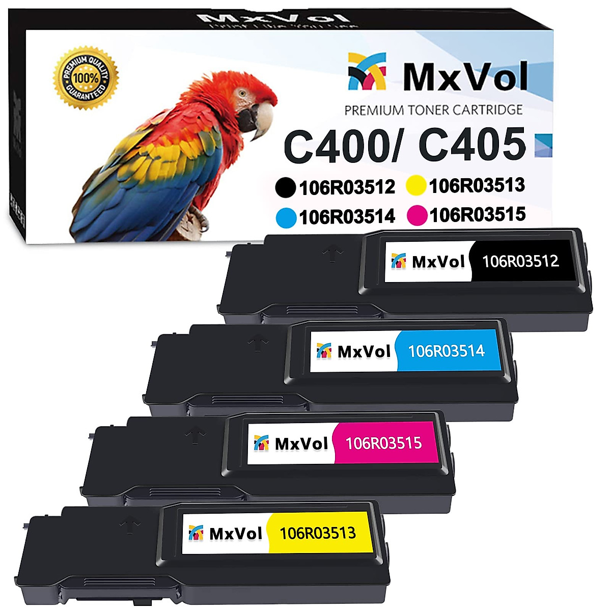 MxVol Remanufactured Xerox VersaLink C400 C405 Toner Cartridges Replacement for Xerox 106R03512 106R03514 106R03515 106R03513 use for Xerox VersaLink C400N C400DN C405N C405DN Printer, 4-Pack