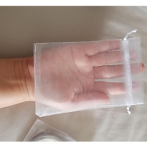 Hwceo Organza Gift Bags 50 Pcs Drawstring 4x6 inch White for Baby Shower,Girl Birthday,Mom Party Favors,Wedding,Bridal Shower,Valentines Day,Xmas,Bulk Sheer Fabric Mesh Tulle Sachet for Jewelry,Candy