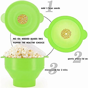 Microwave Silicone Popcorn Popper,Microwave Popcorn Popper, Collapsible Silicone Popcorn Maker Bowl with Handle Lid, High Temperature Resistant, Air Popcorn Maker, for Oven, Microwave Oven, micro