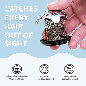 TubShroom Ultra Revolutionary Bath Tub Drain Protector Hair Catcher/Strainer/Snare Stainless Steel, 1-Pack, Silver