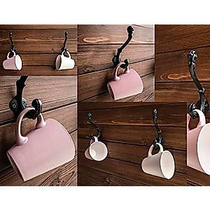 0-moyi 5 Packs Vintage Decorative Hooks Cast Iron Wall Wood Mounted Hooks Sturdy for Farmhouse Coats Bags Hats Towels(Screws Included)