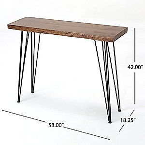 Christopher Knight Home Chana Industrial Faux Live Edge Rectangular Bar Table, Natural / Black