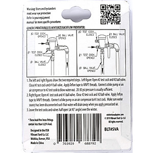Schrader Valve to Male NPT Fittings | Adapters to Winterize Backflow Preventer and Pressure Vacuum Breaker (PVB) for Sprinkler Systems| Blowout Method Using Air Compressor (Lead-Free Brass)