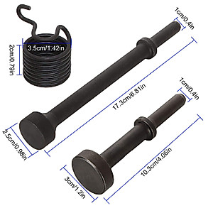 Heavy Duty 6 Pcs Air Hammer Rivet Bits Set, Hammer Bits Accessories 0.401 Shank Pneumatic Chisel Air Hammer Smoothing Extended Length Tool Kit with Spring