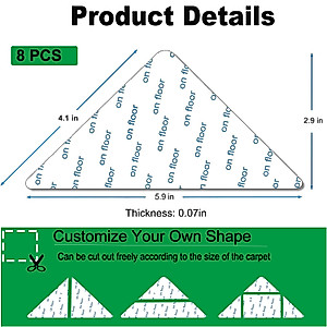 2024 Newest 8 Pcs Rug Gripper, Reusable Carpet Tape Rug Tape for Hardwood Floors, Stops Curling and Bunching, Under Rug Non Slip Rug Pads Carpet Stickers, Rug Grips Rug Corners to Hold Rug Down