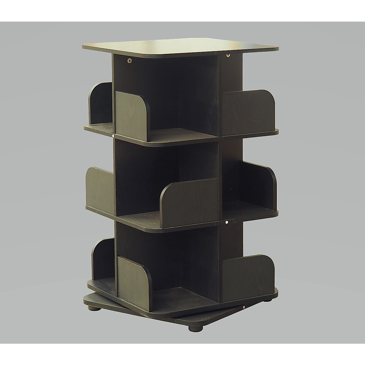 KB Designs - 3-Tier 360° Rotating Revolving Tower Bookcase Display Unit, Black