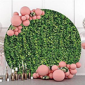 Leowefowa Vibrant Green Leaves Round Backdrop Cover 7ft Greenery Grass Backdrop Wall Circle Backdrop Stand Cover Spring Nature Child Baby Adult Birthday Baby Shower Bridal Shower Wedding Party Decor