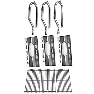 Grill Parts Gallery Replacement Kit for Nexgrill 720-0047, 720-0108, Kirkland 720-0011, Virco & Costco 720-0021-LP Included 3 Burners, 3 Heat Plates & Stainless Steel Cooking Grates Set of 3