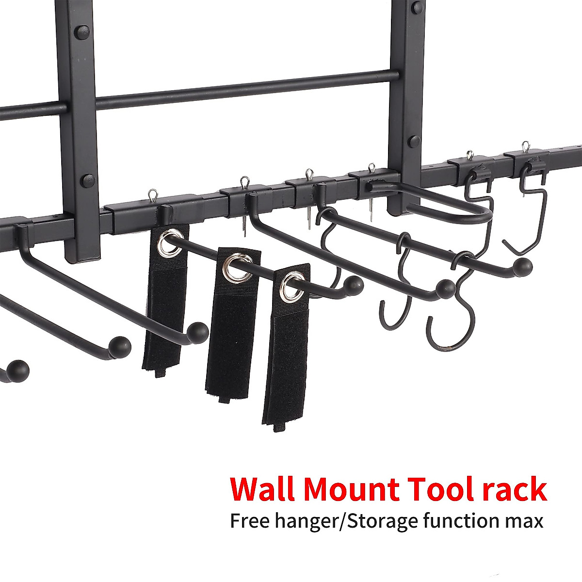 lukar Garage Tool Organizer Wall Mount, Adjustable Garage Tool Storage Rack, Garden Tool Storage Rack with 6 Hooks, Max 290 lbs Garage Storage for Garden Tools,Chair, Broom,Shovels, Trimmers.
